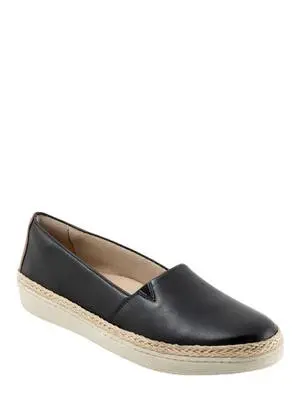 Trotters Accent Espadrille Slip-on Loafers - Black Leather