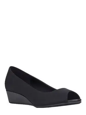 Bandolino Peep Toe Wedge Pump - Black Fabric
