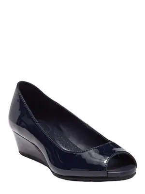 Bandolino Bandolino Peep Toe Wedge Pump Blue