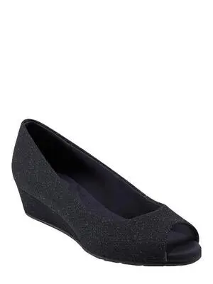Bandolino Peep Toe Wedge Pump - Dark Blue Shimmer