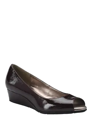 Bandolino Bandolino Peep Toe Wedge Pump Medium Pink