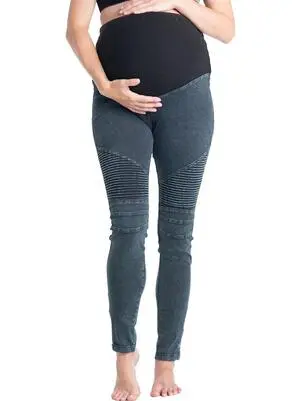 PREGGO LEGGINGS Moto Maternity Leggings - Billie Jean/ Denim