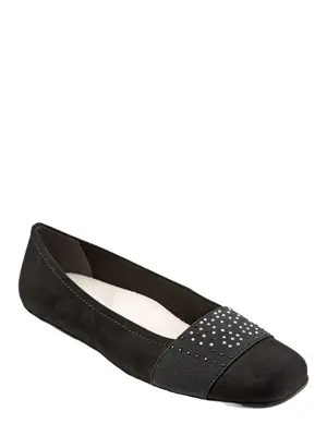 Trotters Samantha Flat Black Suede