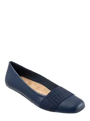 Trotters Samantha Flat - Navy Faux Leather