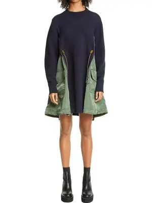 Sacai Ma-1 Side Gusset Minidress - Navy