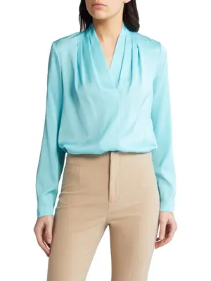 Kobi Halperin KOBI HALPERIN Nellie Stretch Silk Georgette Top Aqua