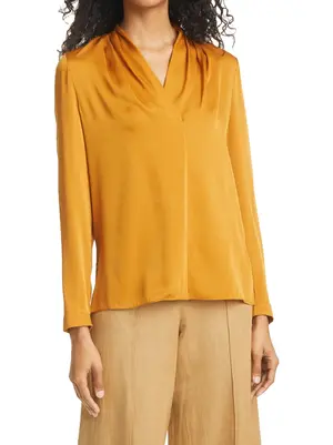Kobi Halperin KOBI HALPERIN Nellie Stretch Silk Georgette Top Bronze