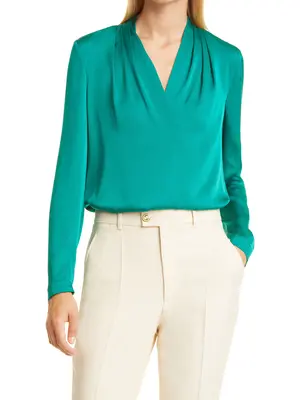 Kobi Halperin KOBI HALPERIN Nellie Stretch Silk Georgette Top Fern