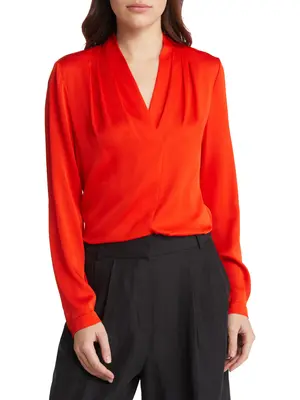 Kobi Halperin KOBI HALPERIN Nellie Stretch Silk Georgette Top Flame