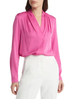 Kobi Halperin KOBI HALPERIN Nellie Stretch Silk Georgette Top Pink Tulip