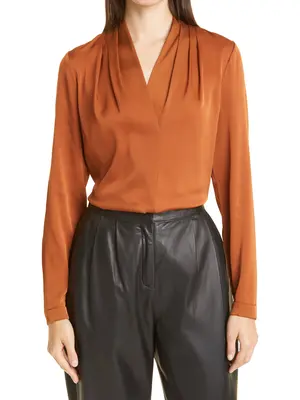 Kobi Halperin KOBI HALPERIN Nellie Stretch Silk Georgette Top Rust
