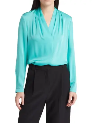 Kobi Halperin KOBI HALPERIN Nellie Stretch Silk Georgette Top Seafoam