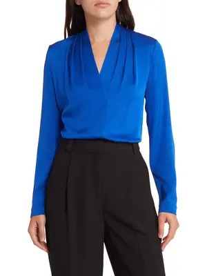 Kobi Halperin KOBI HALPERIN Nellie Stretch Silk Georgette Top Steel Blue
