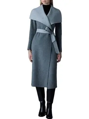 Mackage Mai Wool Wrap Coat - Carbon Mix-light Grey Mix