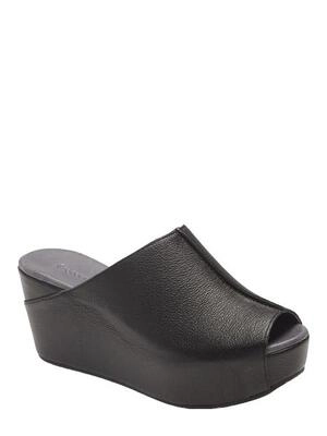 CHOCOLAT BLU Wynn Peep Toe Mule - Black Leather