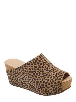 CHOCOLAT BLU Chocolat Blu Wynn Peep Toe Mule Tan Leopard Print Suede