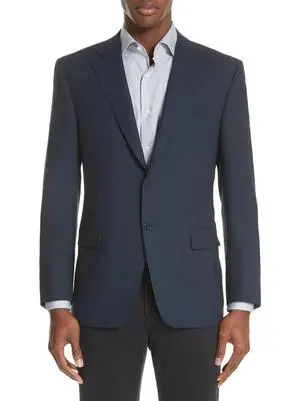 Canali Classic Fit Water Resistant Wool Blazer - Navy