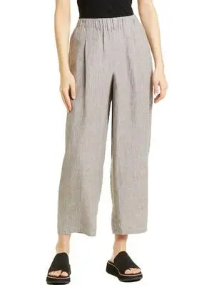 Eileen Fisher Straight Leg Organic Linen Ankle Pants - Stone