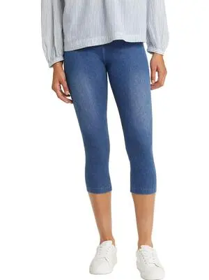 Lyssé Ntials Denim Capri Leggings - Midwash