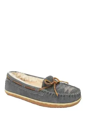 Minnetonka Tilia Faux Fur Lined Slipper - Grey Suede