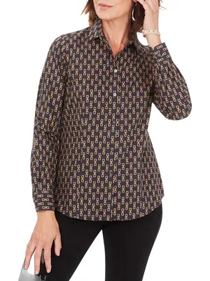 Foxcroft Dianna Non-Iron Button-Up Shirt Black