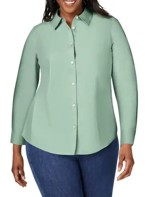 Foxcroft Dianna Non-Iron Button-Up Shirt Jade Gem