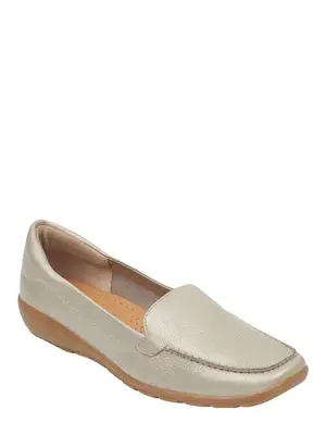 Easy Spirit Abide Loafer Wide Width By Easy Spirit Peach Gold Leather