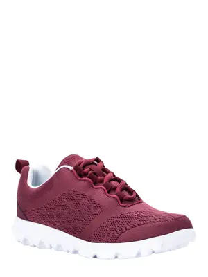 PROPET Propét TravelActiv Knit Lace-Up Sneakers Cranberry Fabric