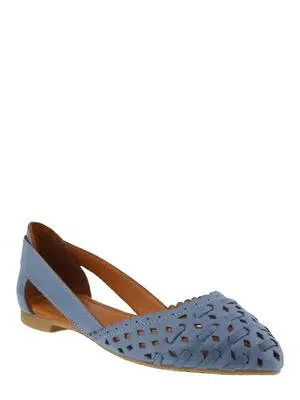 SPRING STEP SHOES Spring Step Delorse D'Orsay Flat Denim Blue Leather