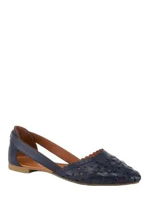 SPRING STEP SHOES Spring Step Delorse D'Orsay Flat Navy Leather