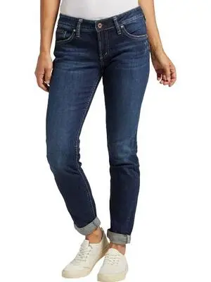 SILVER JEANS CO. Boyfriend Ankle Straight Leg Jeans - Indigo
