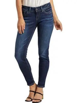 SILVER JEANS CO. Suki Distressed Skinny Fit Jeans - Indigo