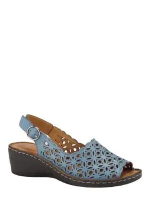 SPRING STEP SHOES Spring Step Belizana Wedge Sandal Blue Leather