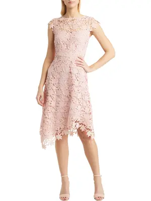 Eliza J Eliza J Lace Asymmetric Dress Blush