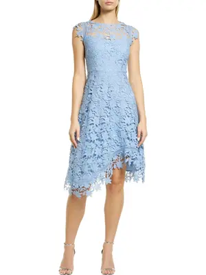Eliza J Eliza J Lace Asymmetric Dress Light Blue