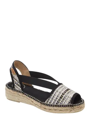 TONI PONS Toni Pons Estel Espadrille Wedge Sandal Black Canvas