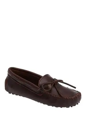 Minnetonka Leather Driving Shoe - Dark Brown Lariat