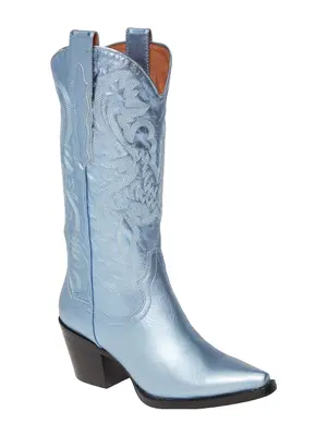 Jeffrey Campbell Jeffrey Campbell Dagget Western Boots Light Blue Metallic Leather