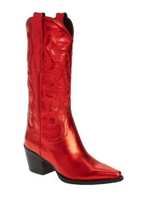Jeffrey Campbell Jeffrey Campbell Dagget Western Boots Red Metallic Leather