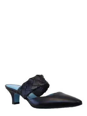 VALENTINA RANGONI Dag Woven Leather Mule Black Parmasoft