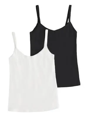 ON GOSSAMER 2-pack Cabana Cotton Reversible Camisoles - Black/wht