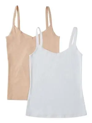 ON GOSSAMER 2-pack Cabana Cotton Reversible Camisoles - Champagne/white