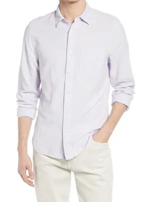 HIROSHI KATO Trim Fit Solid Button-up Shirt - Lavender
