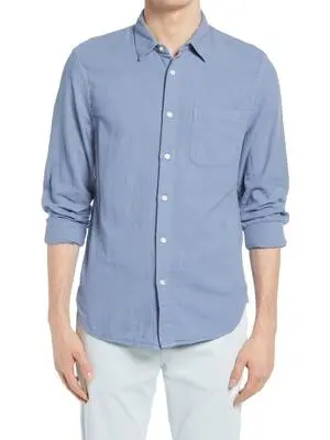HIROSHI KATO Trim Fit Solid Button-up Shirt - Matte Blue