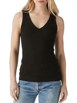 Michael Stars Maya Cotton V-neck Tank - Black