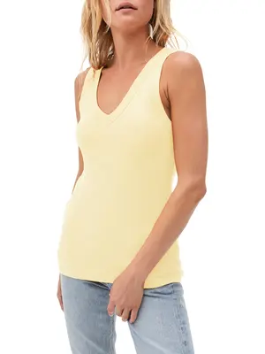 Michael Stars Michael Stars Maya Cotton V-neck Tank Butter