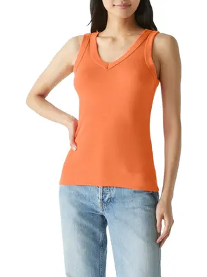 Michael Stars Michael Stars Maya Cotton V-neck Tank Heatwave
