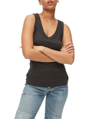 Michael Stars Michael Stars Maya Cotton V-neck Tank Oxide