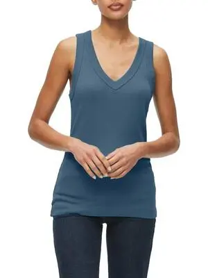 Michael Stars Michael Stars Maya Cotton V-neck Tank Pebble