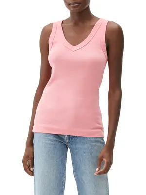 Michael Stars Michael Stars Maya Cotton V-neck Tank Pink